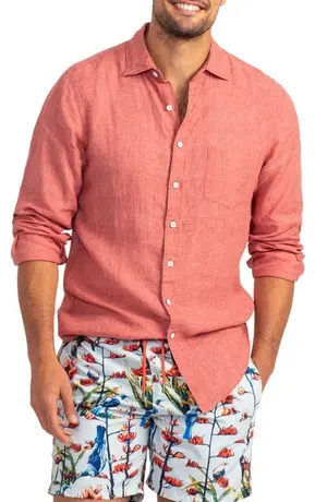 Rodd & Gunn Coromandel Button-up Linen Shirt Redwood