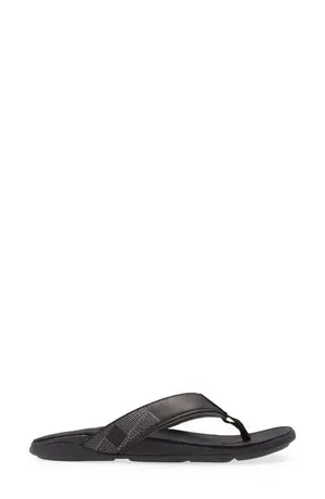 Olukai Tuahine Waterproof Flip Flop - Black/black