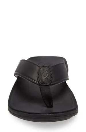 Olukai Tuahine Waterproof Flip Flop - Black/black