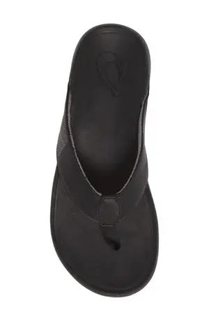 Olukai Tuahine Waterproof Flip Flop - Black/black