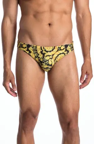 Versace Barocco Swim Briefs - Black/gold