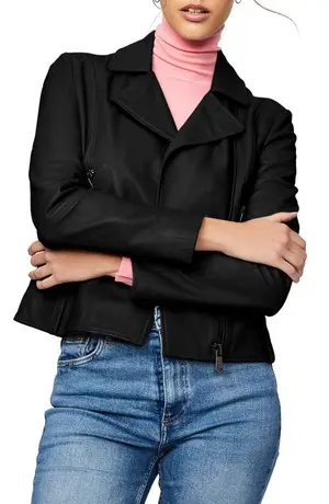 Bernardo Leather Moto Jacket - Black