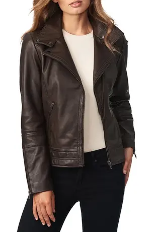 Bernardo Bernardo Leather Moto Jacket Espresso