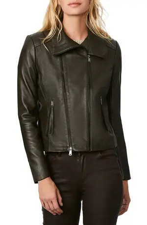 Bernardo Bernardo Leather Moto Jacket Olive