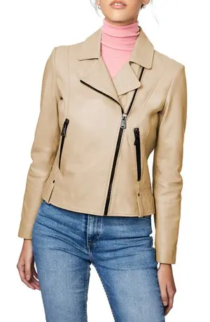 Bernardo Bernardo Leather Moto Jacket Shiitake
