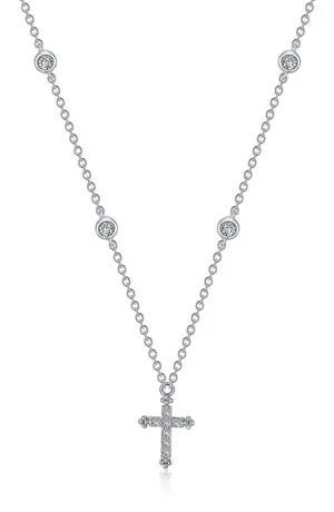 Lafonn Lafonn Simulated Diamond Cross Pendant Necklace Silver/ White