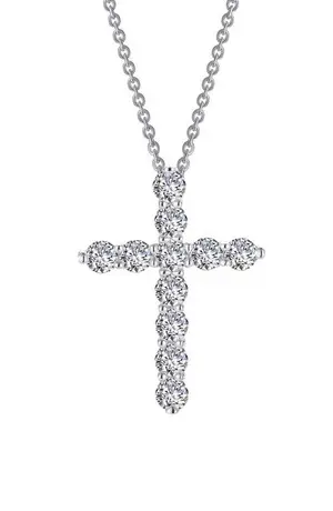 Lafonn Simulated Diamond Cross Pendant Necklace - Silver/clear