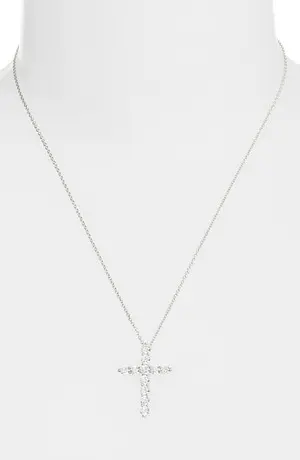 Lafonn Simulated Diamond Cross Pendant Necklace - Silver/clear