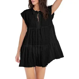 Robin Piccone Fiona Flouncy Cover-up Dress - Black