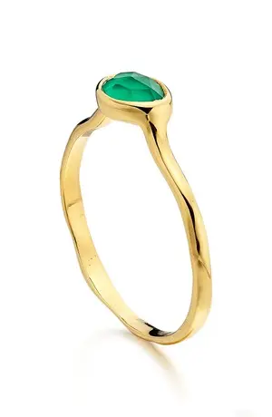 Monica Vinader Monica Vinader Siren Small Semiprecious Stone Stacking Ring Green Onyx/ Yellow Gold