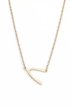 Jennifer Zeuner Jewelry Lily Wishbone Pendant Necklace - Yellow Gold