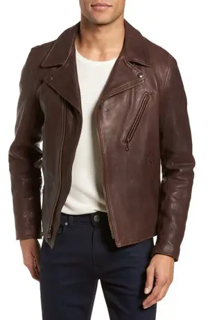SCHOTT Leather Moto Jacket - Brown