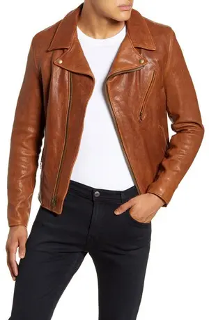 SCHOTT Leather Moto Jacket - Mustang