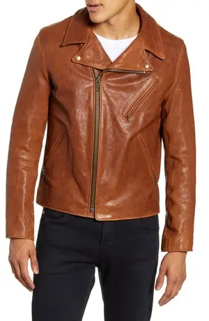 SCHOTT Leather Moto Jacket - Mustang