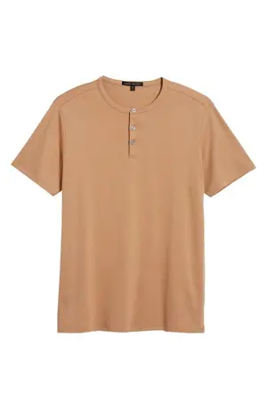 Robert Barakett Georgia Solid Henley Shirt Apricot