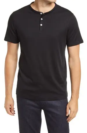 Robert Barakett Georgia Solid Henley Shirt Black