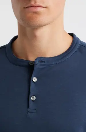 Robert Barakett Georgia Solid Henley Shirt - Blue Night