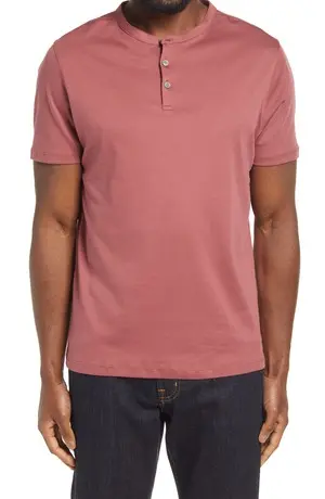 Robert Barakett Georgia Solid Henley Shirt Light Rouge