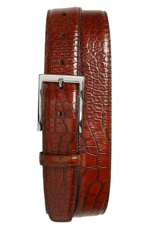 Torino Torino Gator Grain Embossed Leather Belt Cognac