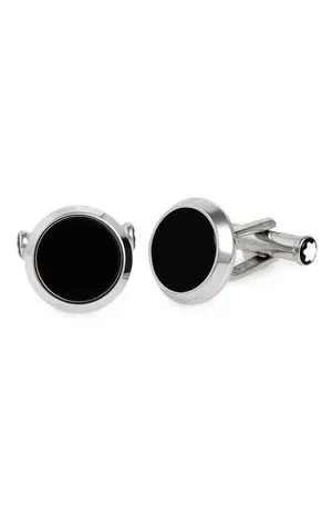Montblanc Onyx Cuff Links - Stainless Steel