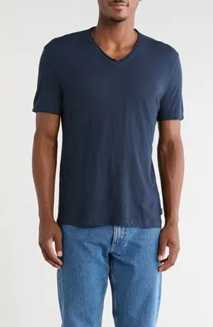 John Varvatos Slub Jersey V-neck T-shirt - Midnight
