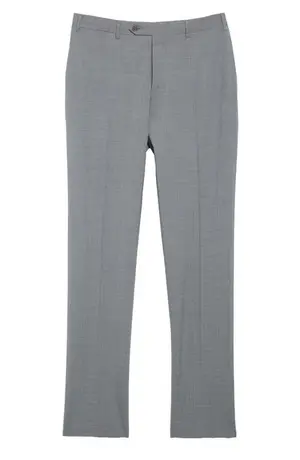 Canali Flat Front Classic Fit Stretch Wool Trousers - Charcoal