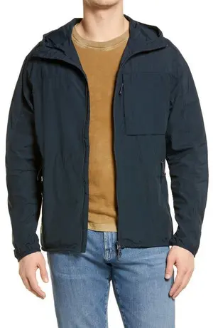 Fjallraven High Coast Hooded Windbreaker Jacket - Navy