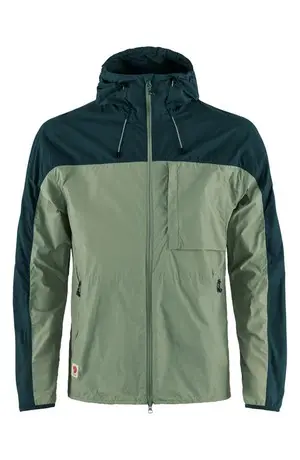 Fjallraven High Coast Hooded Windbreaker Jacket - Patina Green-navy