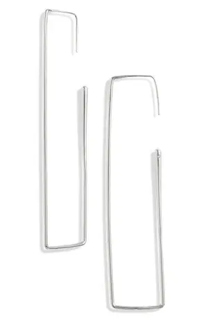 OPEN EDIT Open Edit Rectangular Hoop Earrings Rhodium