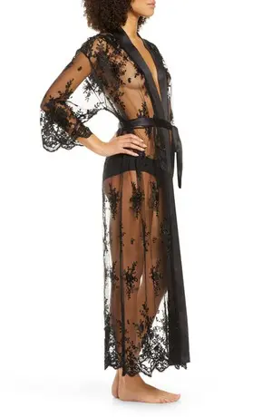 Rya Collection Darling Sheer Lace Robe - Black