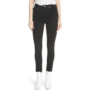 RE/DONE High Waist Stretch Ankle Jeans - Black