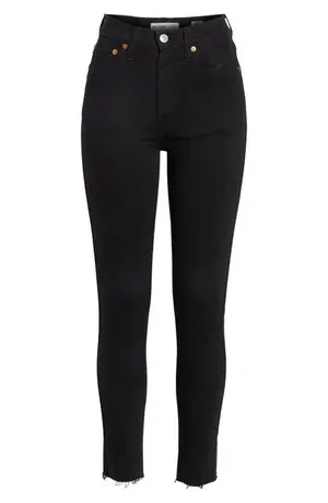 RE/DONE High Waist Stretch Ankle Jeans - Black