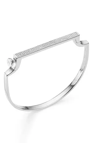 Monica Vinader Signature Pavé Diamond Bangle - Silver