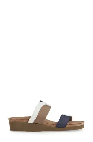 Naot Frankie Slide Sandal - White/blue/khaki Leather