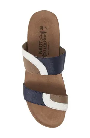 Naot Frankie Slide Sandal - White/blue/khaki Leather