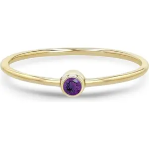 Zoe Chicco 14k Gold Bezel Birthstone Stacking Ring - Yellow Gold/amethyst