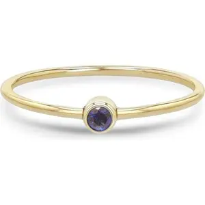 Zoe Chicco 14k Gold Bezel Birthstone Stacking Ring - Yellow Gold/blue Saphire