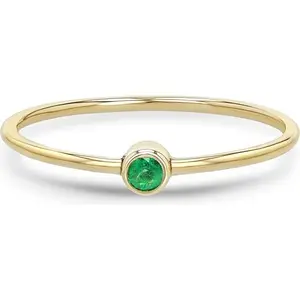 Zoe Chicco 14k Gold Bezel Birthstone Stacking Ring Yellow Gold/emerald