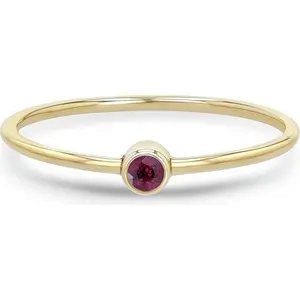 Zoe Chicco 14k Gold Bezel Birthstone Stacking Ring Yellow Gold/garnet