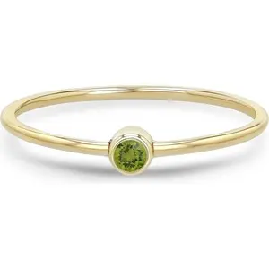 Zoe Chicco 14k Gold Bezel Birthstone Stacking Ring Yellow Gold/peridot