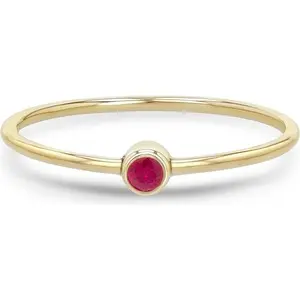 Zoe Chicco 14k Gold Bezel Birthstone Stacking Ring - Yellow Gold/ruby