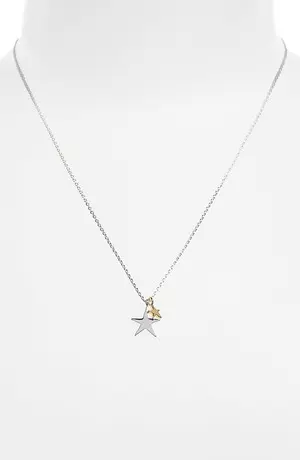 Estée Lauder Two-tone Double Star Pendant Necklace - Silver