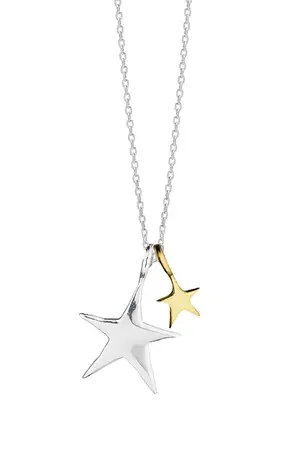 Estée Lauder Two-tone Double Star Pendant Necklace - Silver