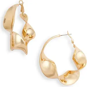 OPEN EDIT Twisted Hoop Earrings - Gold