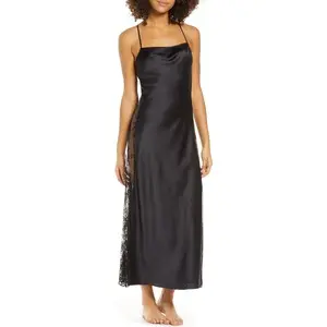 Rya Collection Darling Satin & Lace Nightgown - Black