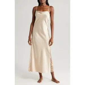 Rya Collection Darling Satin & Lace Nightgown Latte