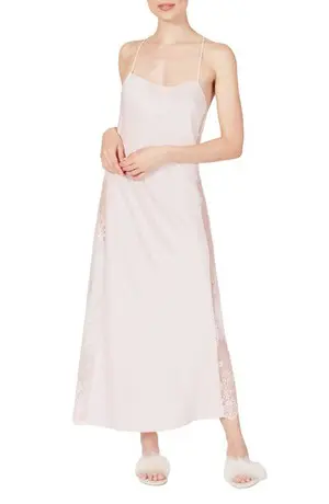 Rya Collection Darling Satin & Lace Nightgown Petal Pink