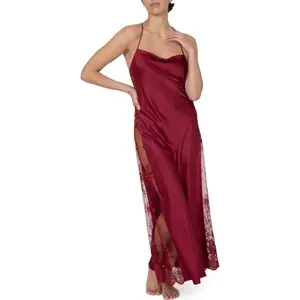 Rya Collection Darling Satin & Lace Nightgown Sangria
