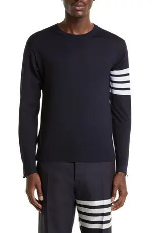 Thom Browne Merino Wool Pullover - Navy