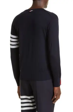 Thom Browne Merino Wool Pullover - Navy